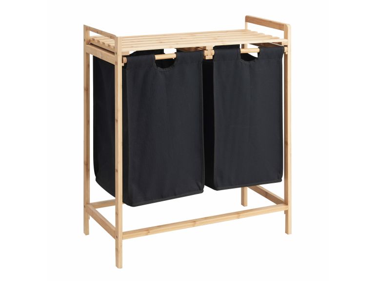 Wasmand - 2 uitschuifbare waszakken - wassorteerder - 44 liter - bamboe ...