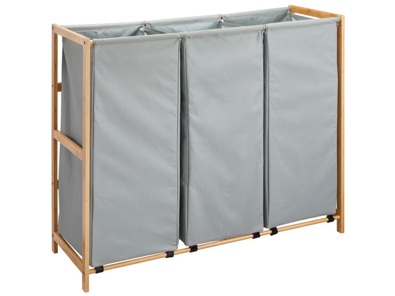 Houten wasmand - 180 liter - 3 vakken- 99.5x82.5x38.5 - ruwe stof ...